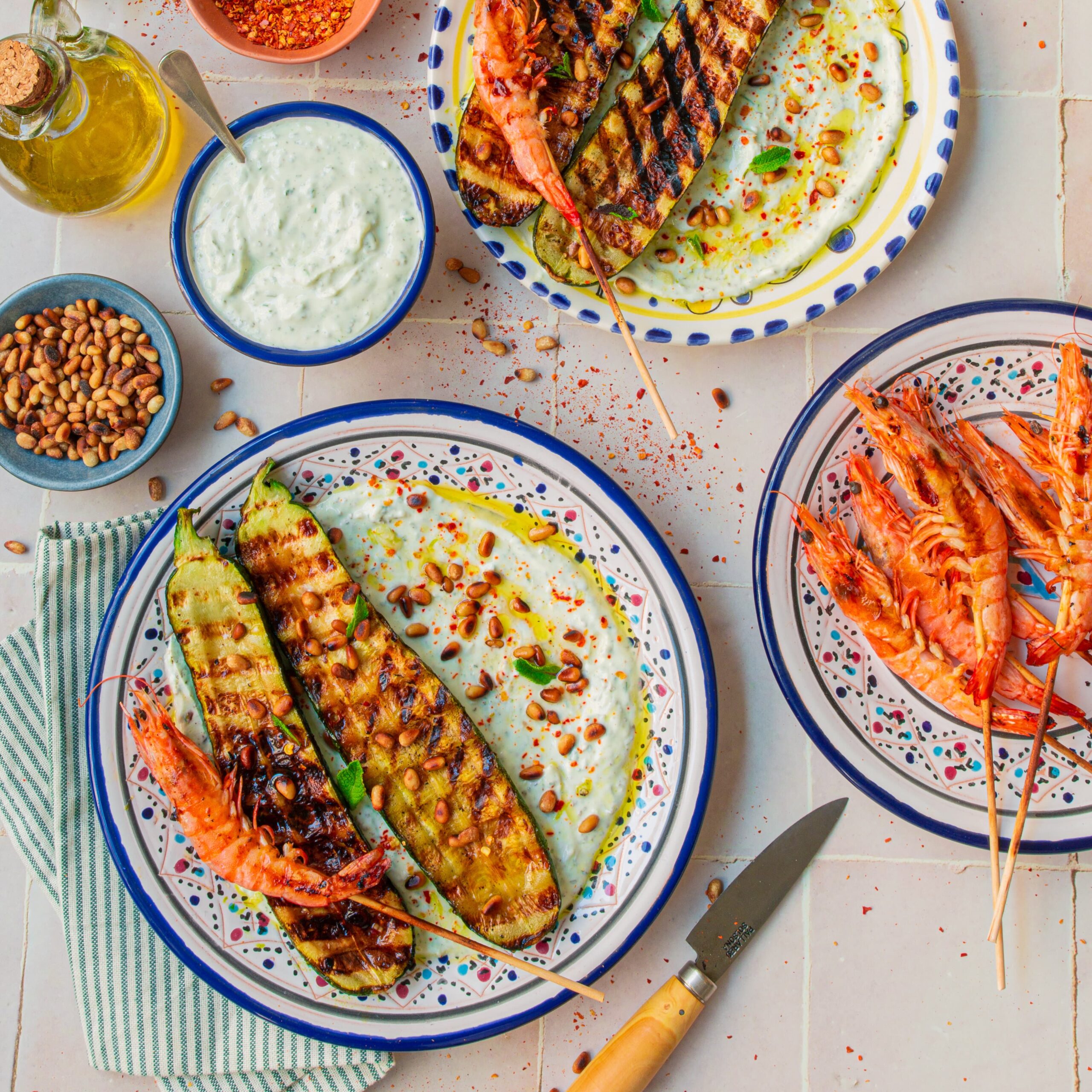 Courgette au barbecue, à la crème féta - Priméale